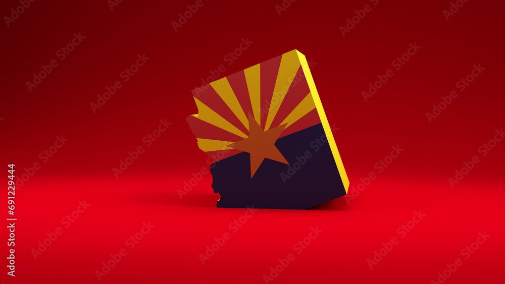 3d cube map representation of Arizona represented on elegant color ...