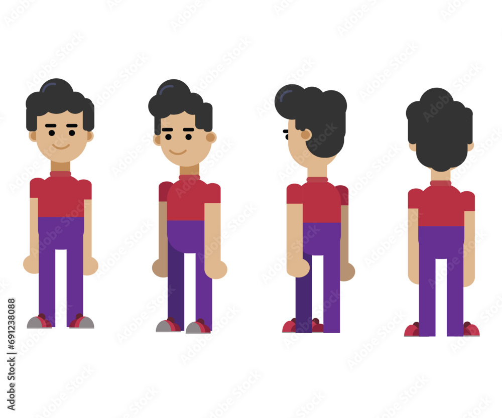 vector cartoon boy character template people in different poses Stock ...