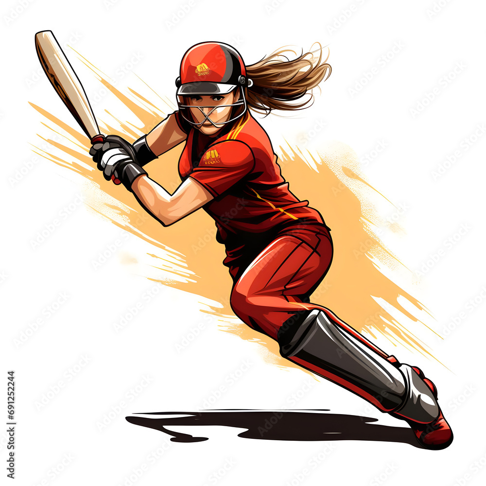 A clipart of a female cricket batswoman hitting a six Generative AI ...