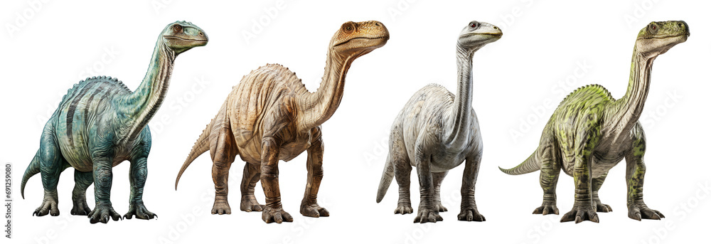 portrait of ancient animal, brontosaurus dinosaur on transparent ...