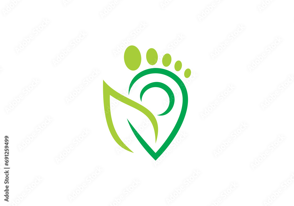 leaf foot with pin logo design, creative symbol of health care Stock ...