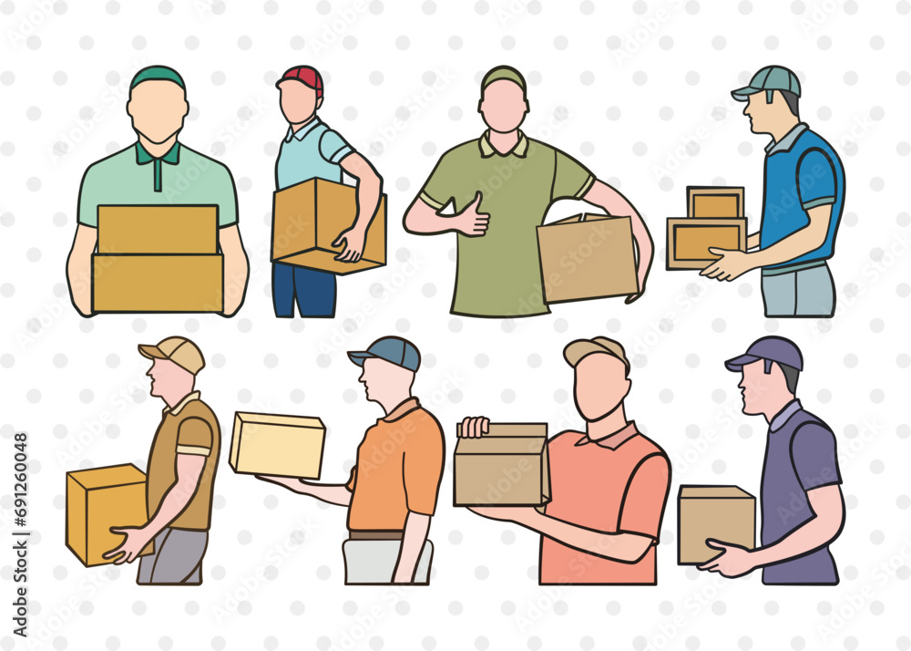 Vetor de Delivery Man Clipart, Man SVG, Delivery Service Svg, Delivery ...