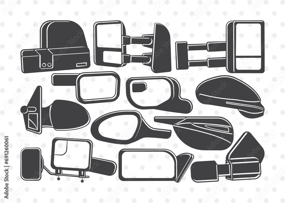 Car Mirror Clipart, Mirror SVG, Car Side Mirror Svg, Rear View Mirror ...