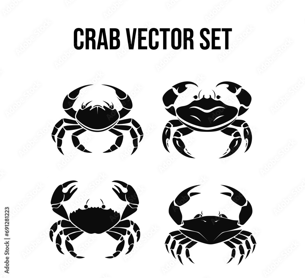 "Unique Set of 4 Crab Pictograms, Expertly Designed in Vector Format ...