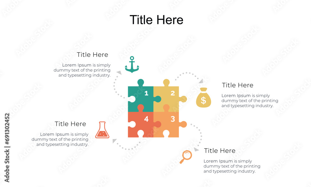 Stockvector Four pieces puzzle squares diagram. Squares business ...