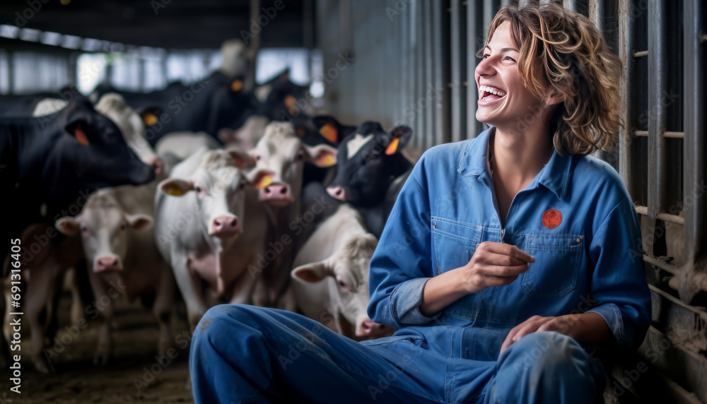 Lifestyle photo of a Dutch girl child farmer in hir stable feeding the ...