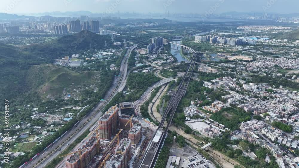 Yuen Long Kam Tin Chinese traditonal Villages with road traffic in the ...