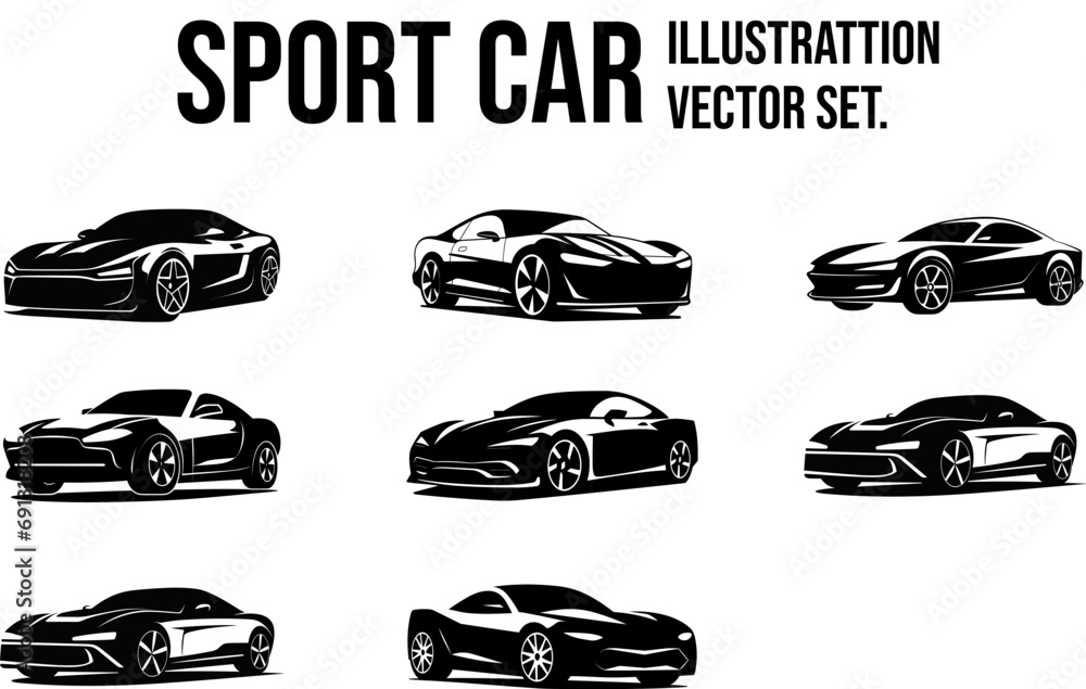 "Sleek Collection of 8 Sport Car Pictograms, Each Vector Icon ...