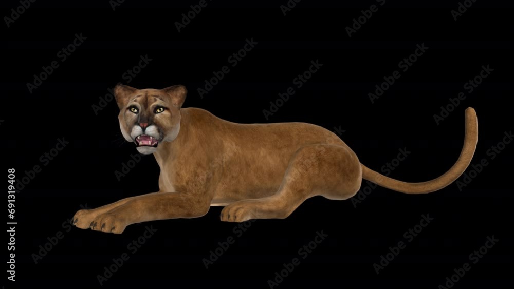 Puma Cougar Mountain Lion - Angry Laying Loop - Realistic transparent ...