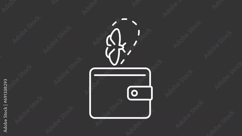 Poverty white line animation. Wallet and moth animated icon. Financial ...