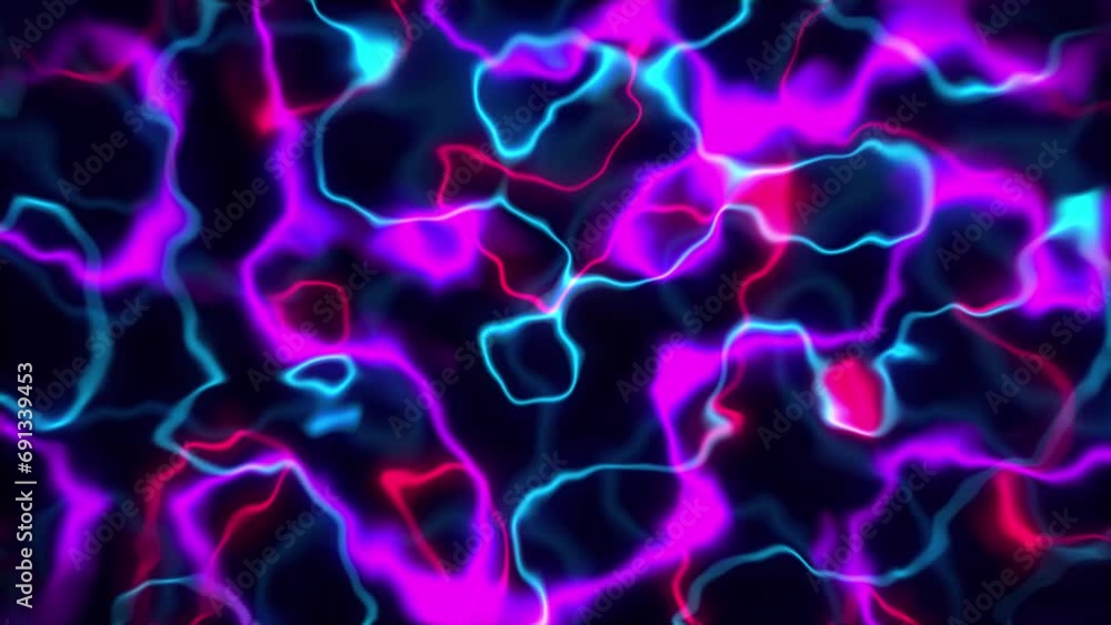 Neon glow lines abstract loop 3D animation particle blood cells light ...