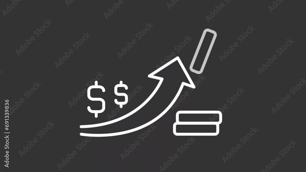 Cost of living white line animation. Rising prices animated icon ...