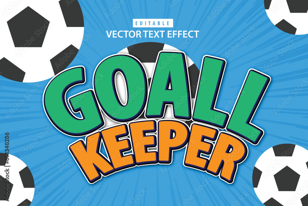 vector editable template text effect goal keeper football match ...