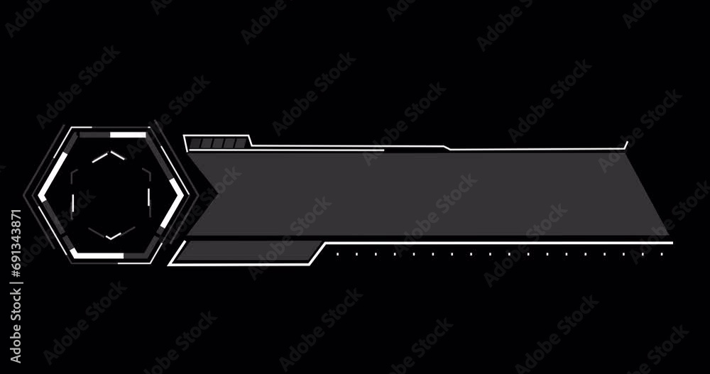 4K futuristic hud lower third in an alpha channel. Sci-fi design of hud ...