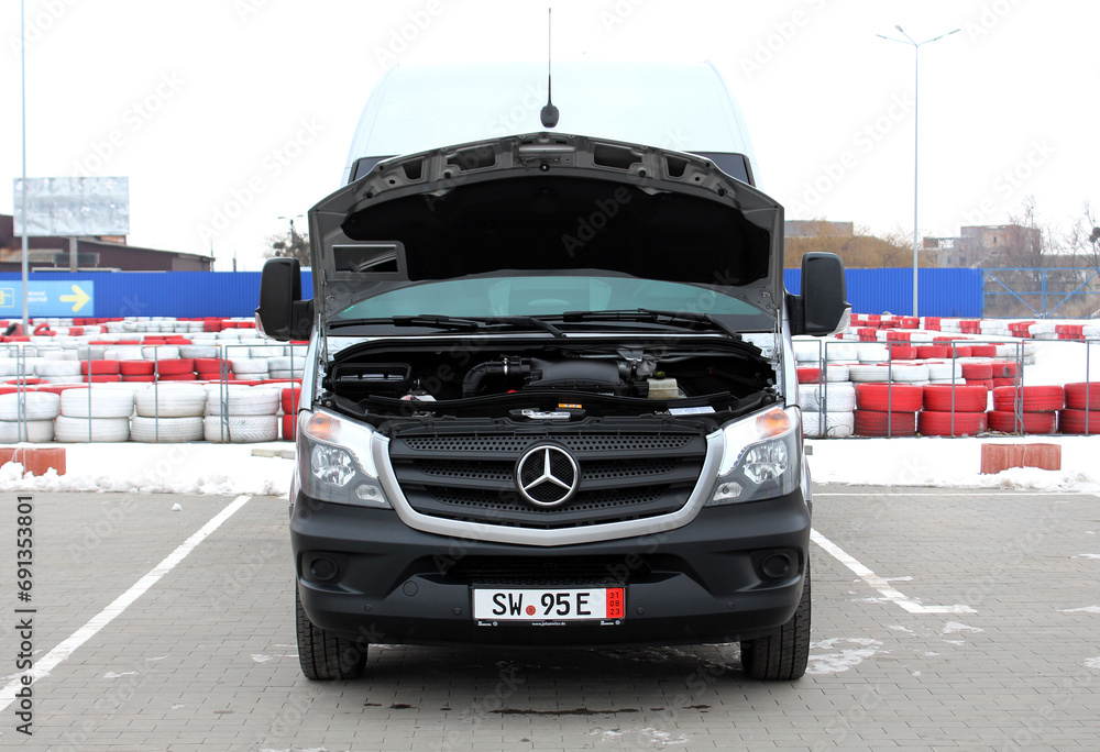 Vinnytsia, Ukraine; December 05, 2023. Mercedes Sprinter 316 Maxi Cargo ...