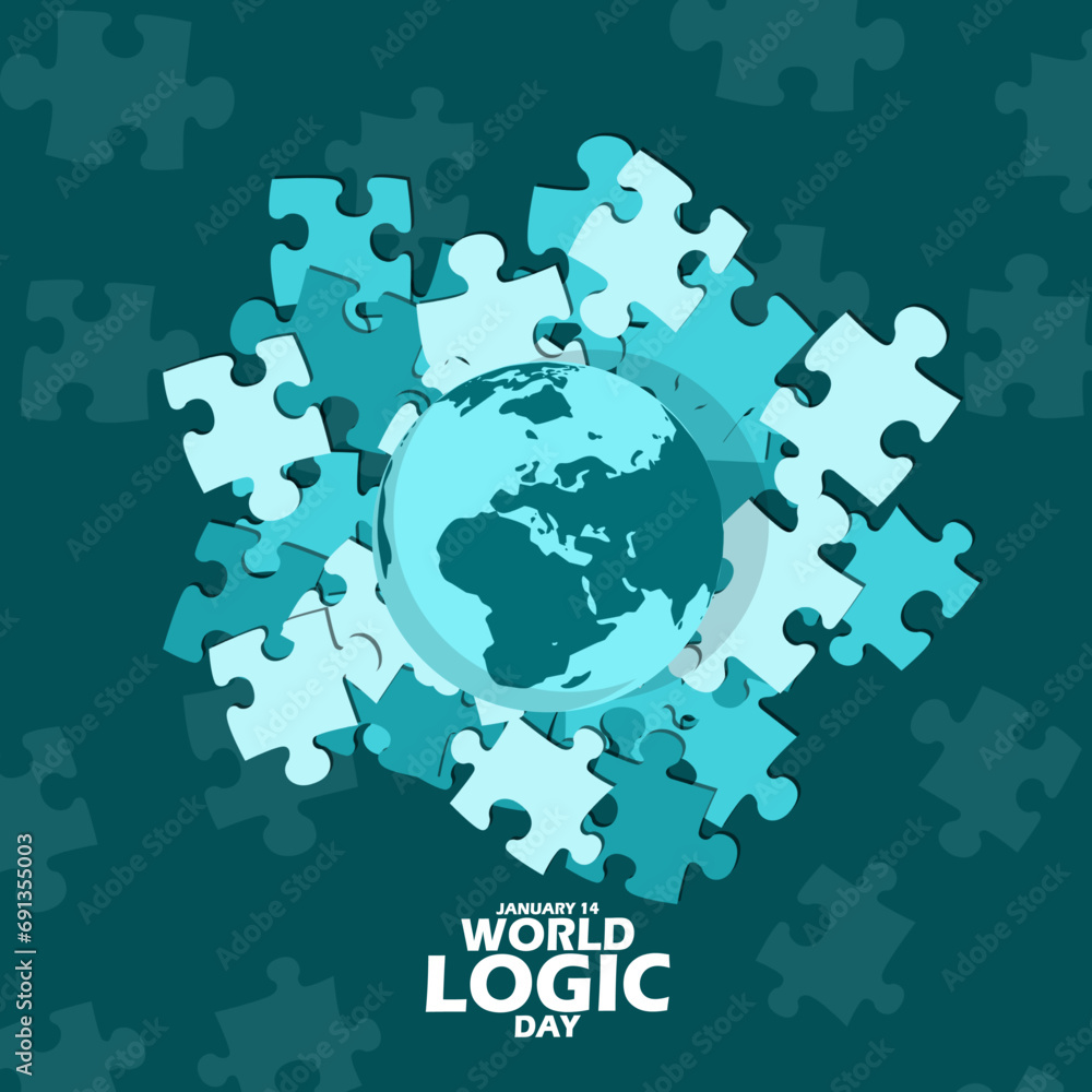 World Logic Day event banner. An earth with puzzle pieces beneath it ...