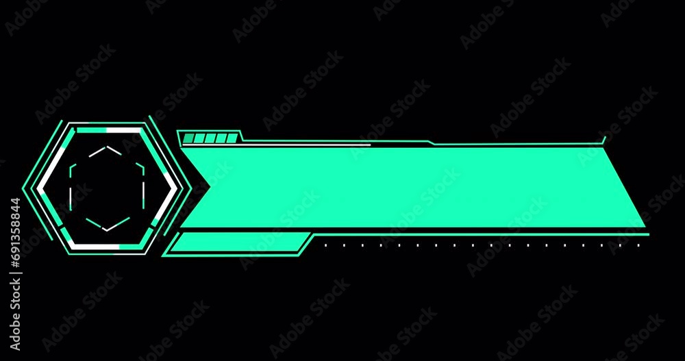 4K futuristic hud lower third in an alpha channel. Sci-fi design of hud lower third. Element of ...