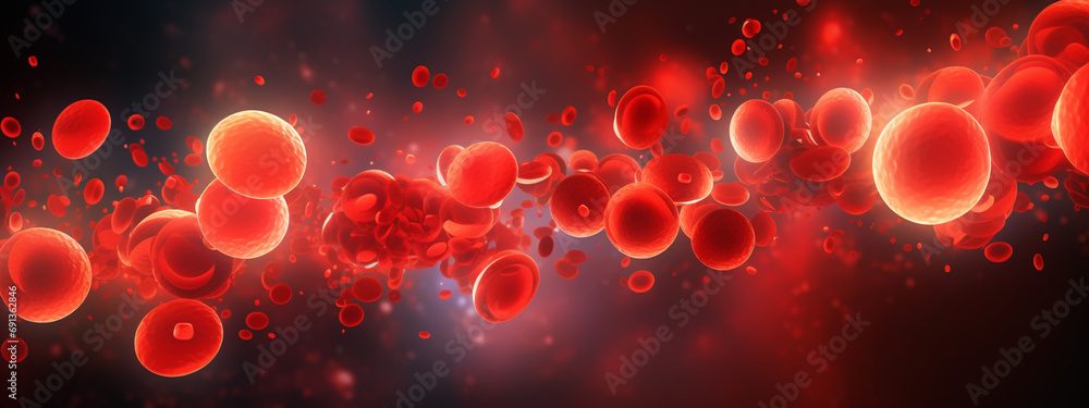 White blood cells in blood flow, Leukemia, Leukocytes and erythrocytes ...