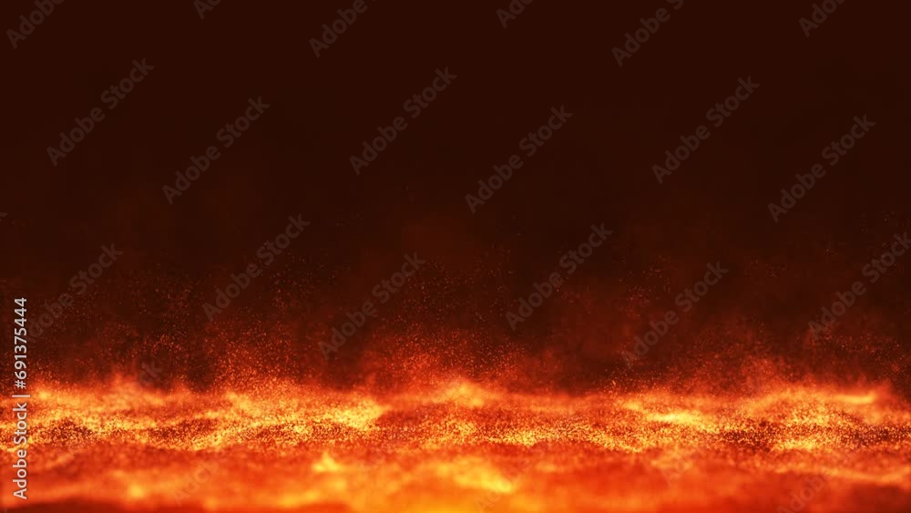Fiery sparks on a dark background. Glowing sparks fly upward. Realistic ...