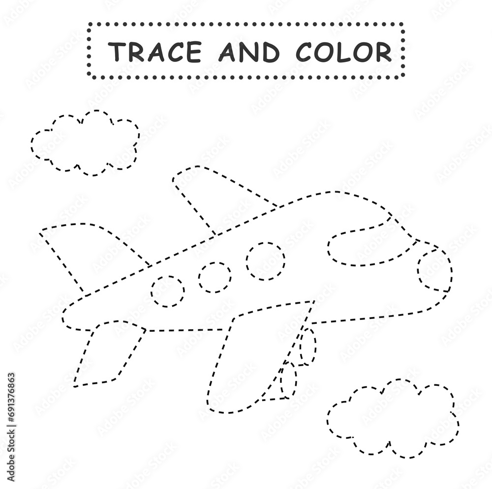 Trace and color for children. Handwriting practice. Coloring page for ...