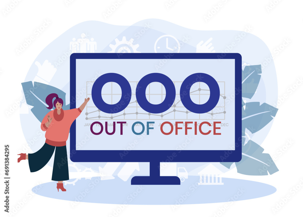 OOO - Out Of Office acronym. business concept background. vector ...