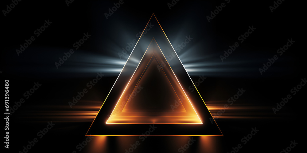 Neon Yellow Triangle with Special Lighting Effects 3D Visualization on ...
