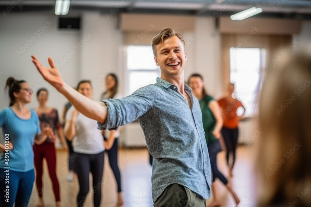 Dancing classes for single adults, handsome male teacher demonstrating ...