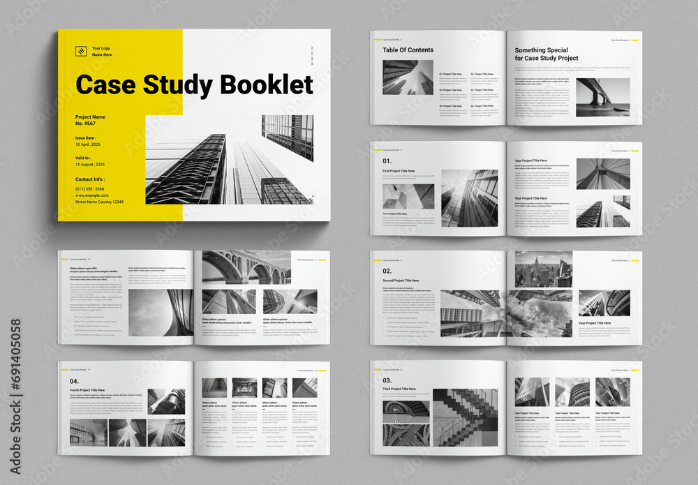 Case Study Booklet Template Design Layout Landscape Stock Template ...