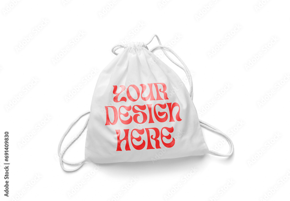 Mockup of customizable full string bag with drawstring straps Stock ...