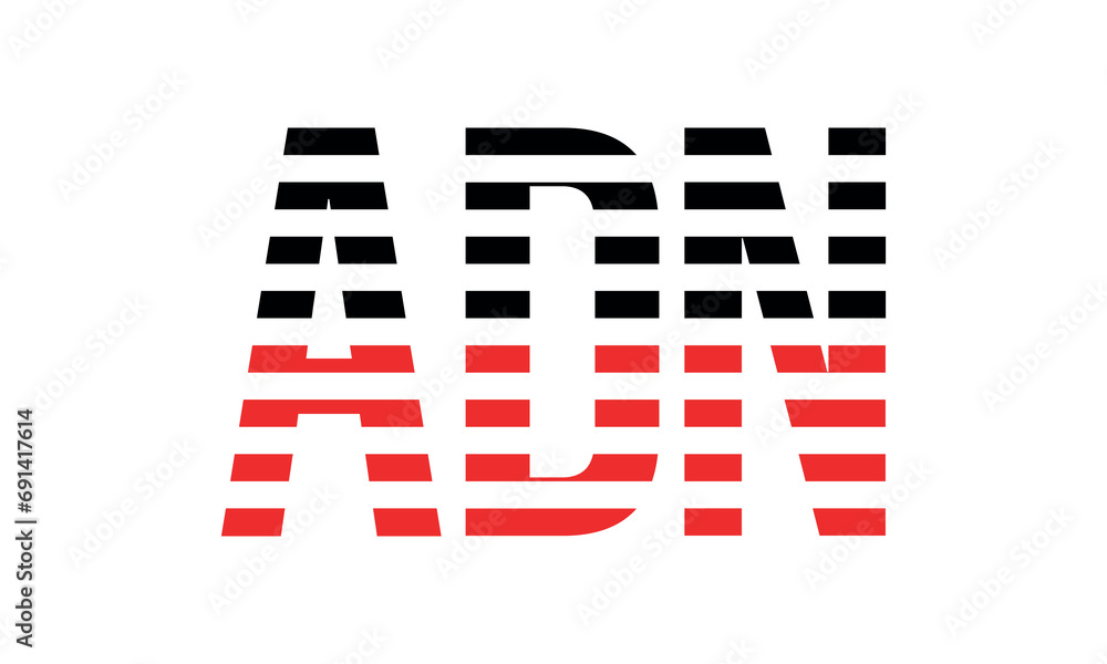 ADN three initial letter iconic line negative space minimal logo design ...