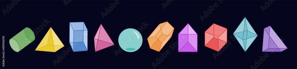 Set of various geometric shapes. Rhombus, cylinder, sphere, pyramid ...