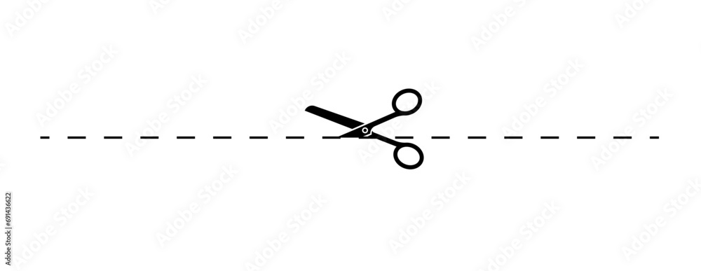 Cut here icon symbol. Cut lines with scissors. Scissors icons set ...