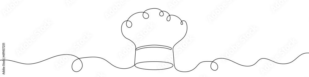 Vetor de Continuous line drawing of chef hat. Single line kitchen hat ...