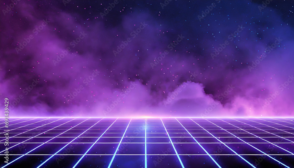 Synthwave vaporwave retrowave cyber background with copy space, laser ...