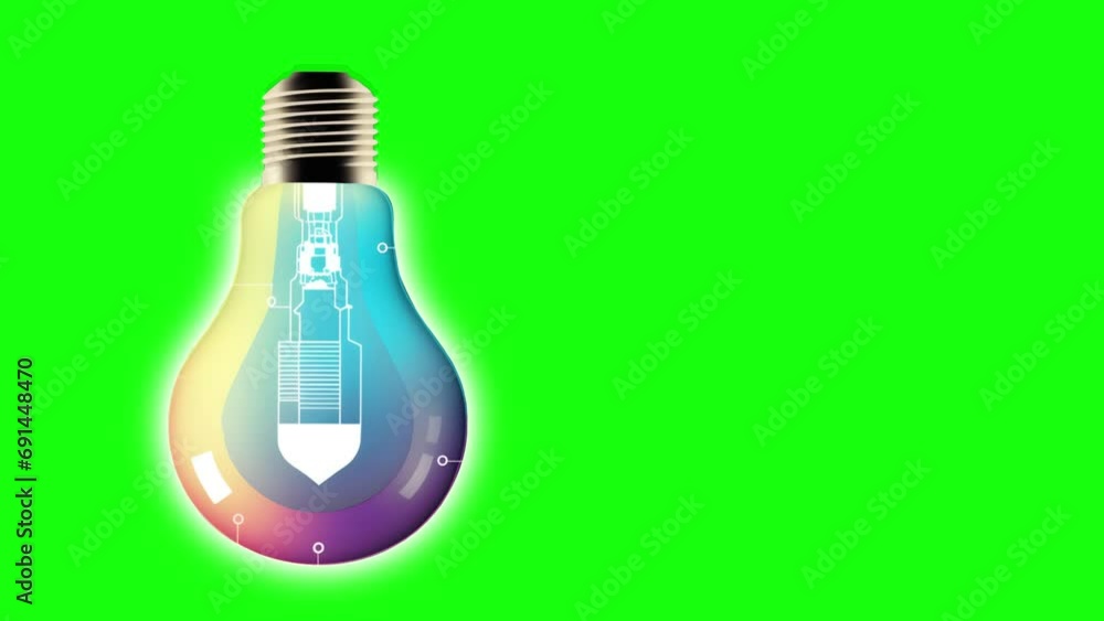 Light Bulb animation on a green screen. Light Bulb animation with key ...