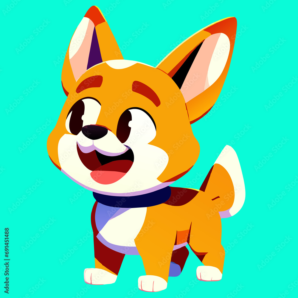 Animated cheerful dog with floppy ears. Image showing a dog's face ...
