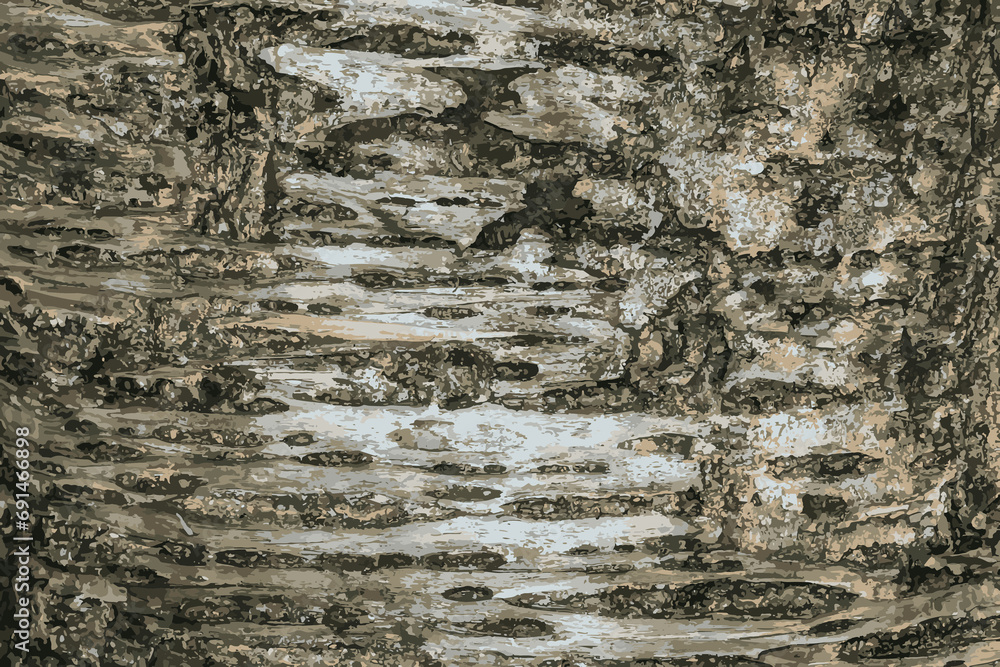 Illustration of Sakura or Prunus serrulata bark close-up. The texture ...