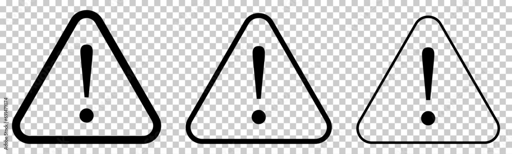 Danger warning icons. Attention signs. Vector illustration isolated on ...