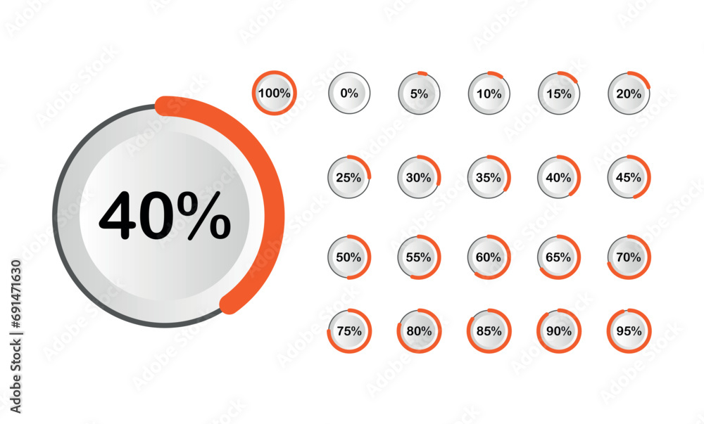 Circle percentage pie chart diagrams infographic from 0 to 100 numbers ...
