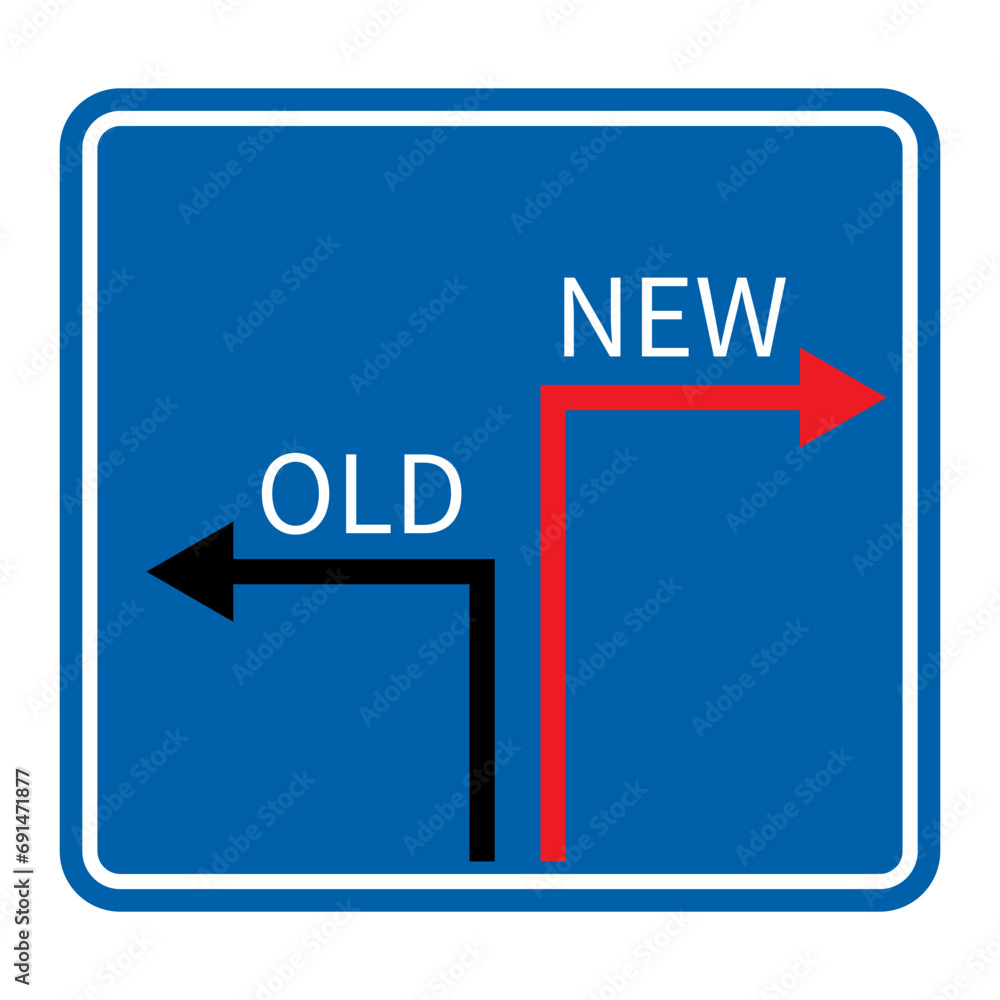 Old way vs new way road arrows sign. Vector illustration isolated on ...