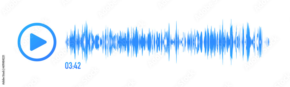 Music player soundbar. Audio speech spectrum noise with play button ...