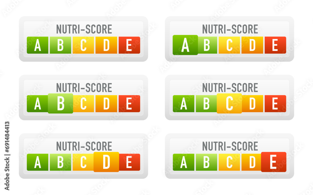Nutri score for packaging design. Vector Nutri-Score system sign ...