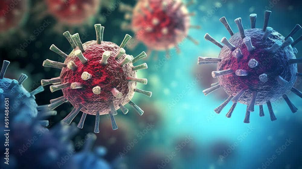 Corona Virus, Microscopic View of Floating influenza virus cells macro ...