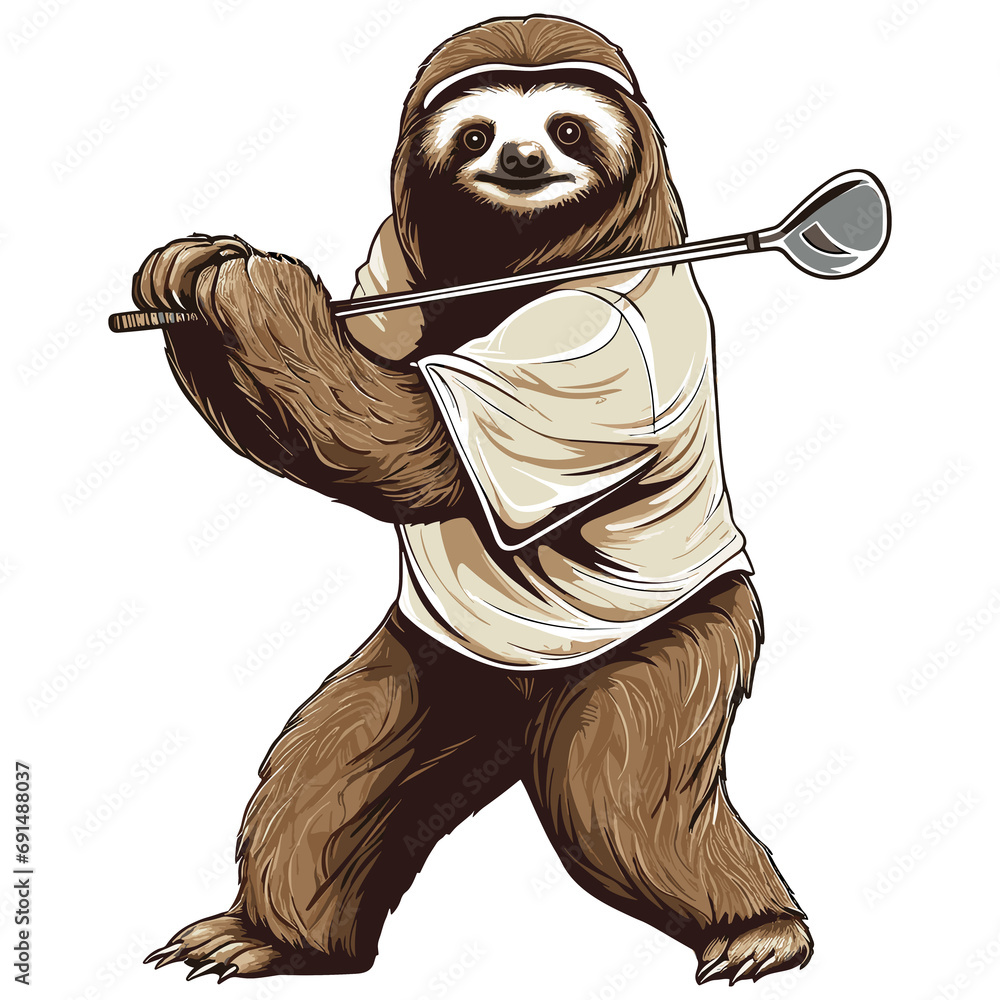 Sports sloth player illustration, isolated on transparent background ...