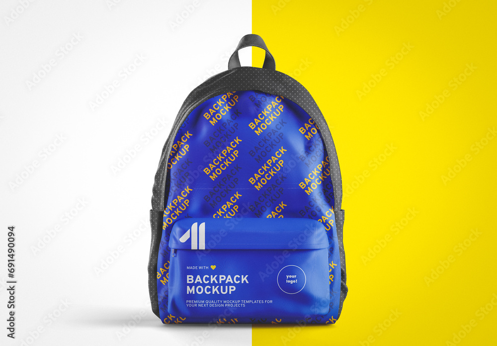 Realistic Backpack Mockup With Front Pocket Stock Template | Adobe Stock