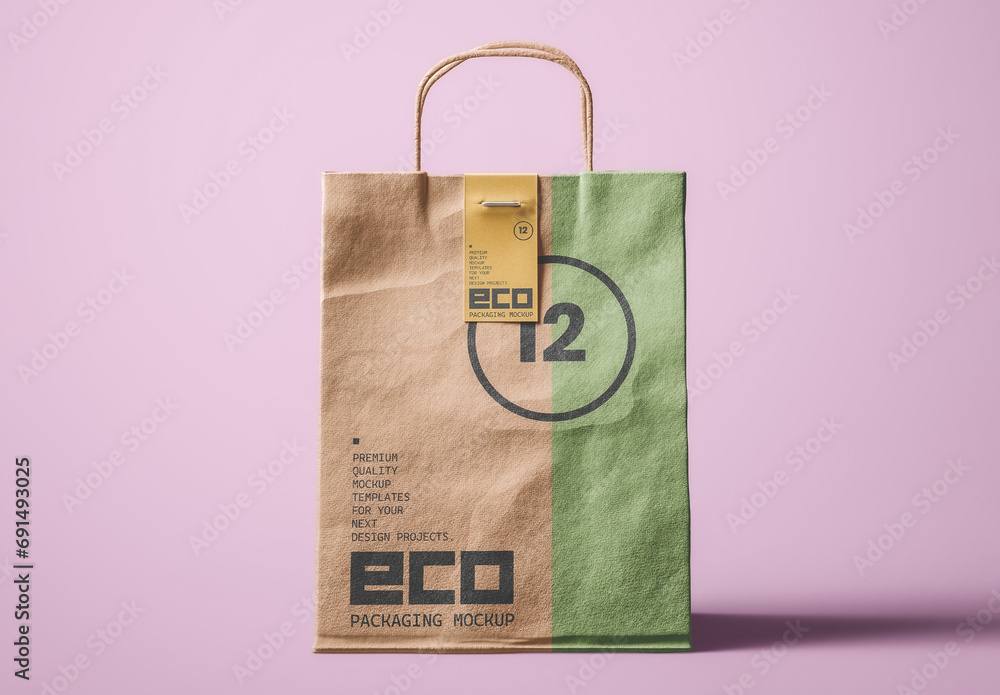 Food Delivery Paper Bag Mockup Stock Template | Adobe Stock