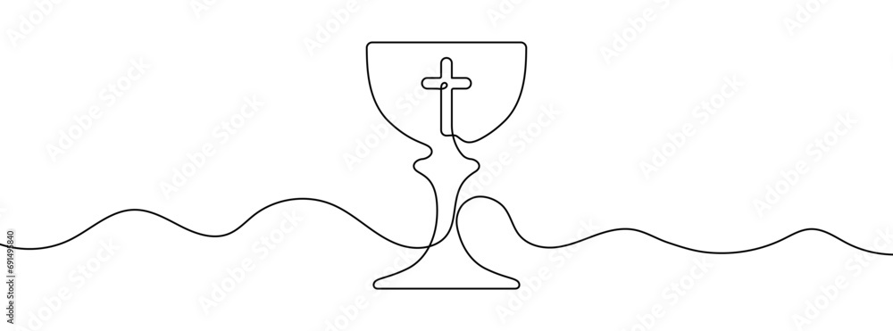 Poster Continuous editable line drawing of holy grail – Wall Art ...
