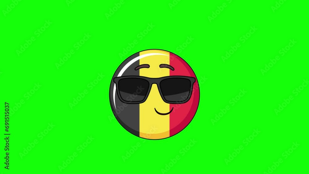 flag of belgium emoji cartoon smiling face with sunglasses, emoticon ...