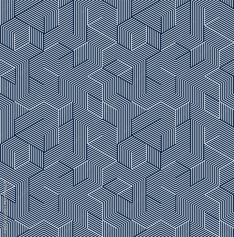 Seamless Isometric Lines Geometric Pattern 3d Cubes Vector Tiling Background Architecture And