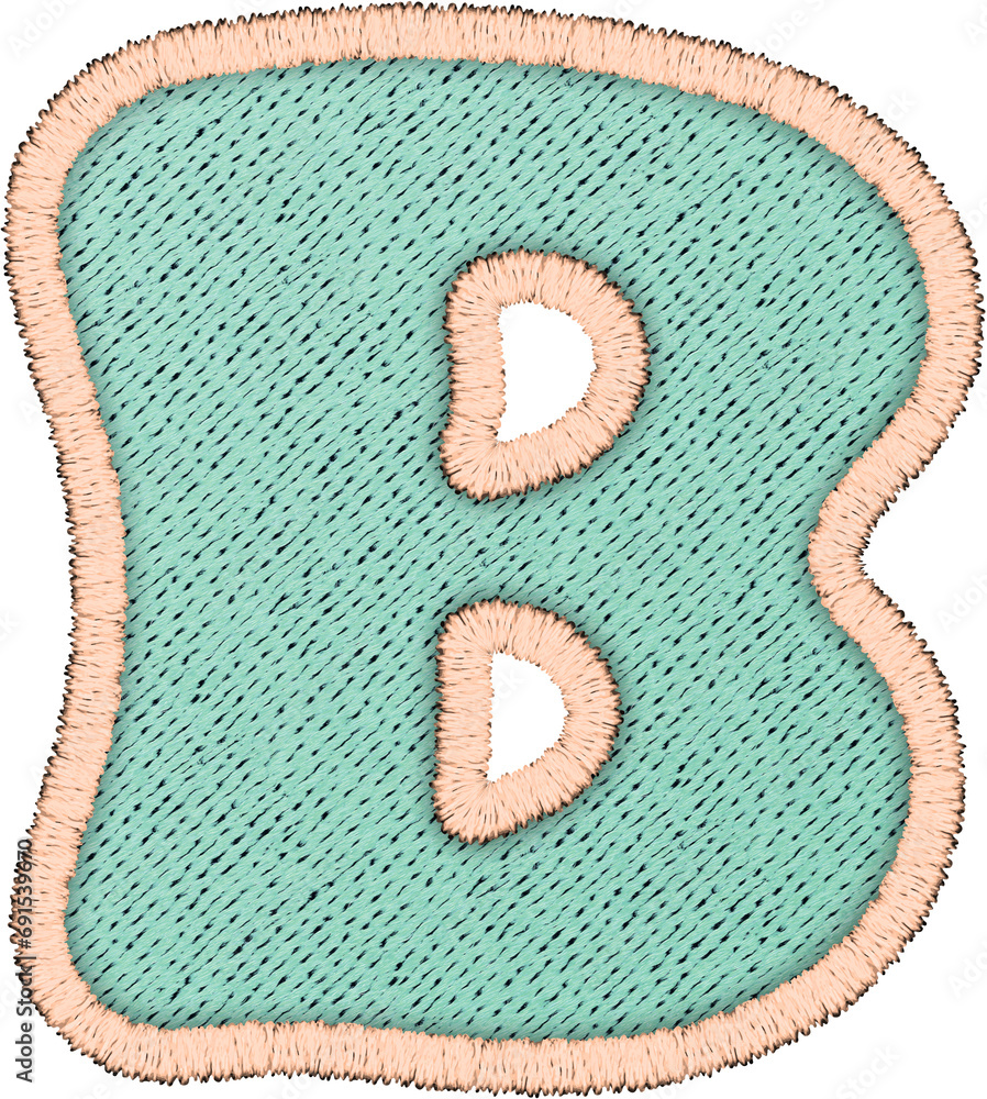 Stitch alphabet, patchwork letter B uppercase. Stock Illustration ...